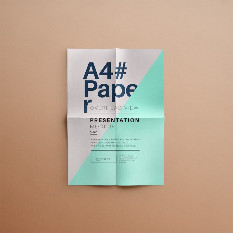 PSD A4 Overhead Paper Mock-Up | Mockup World HQ