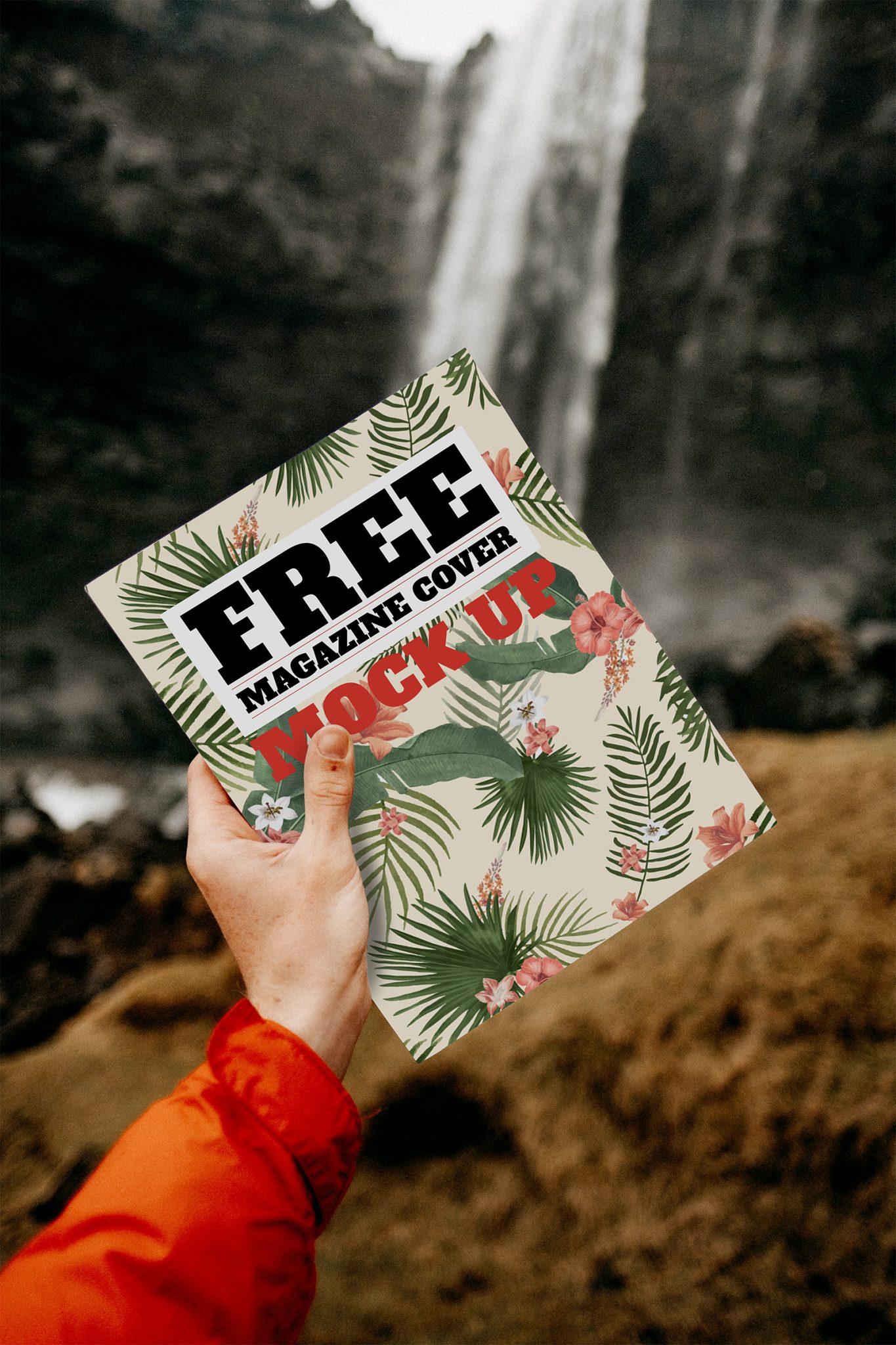Travel Magazine Cover Free Mockup in Hand | Mockup World HQ