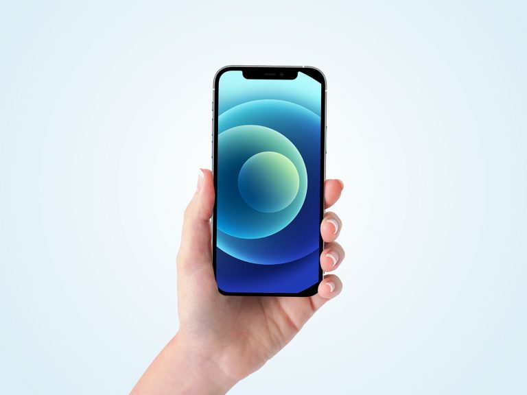 Free iPhone 12 Pro in Hand Mockup | Mockup World HQ