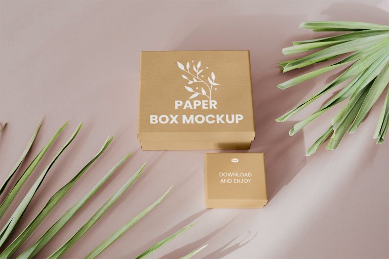 Paper Gift Box Free Mockups | Mockup World HQ