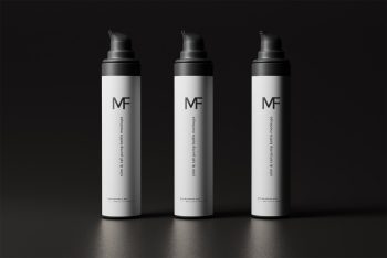 Tall Airless Pump Bottle Free Mockup | Mockup World HQ
